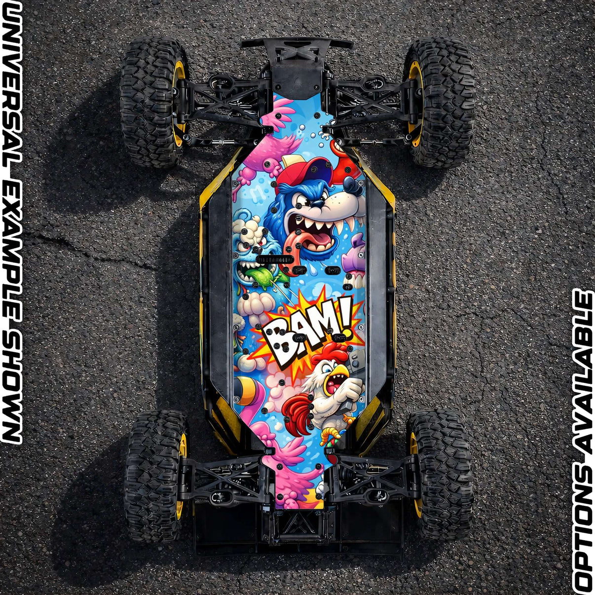 FTX DR8 "BAM 2.0" chassis protector skin featuring colorful cartoon ...