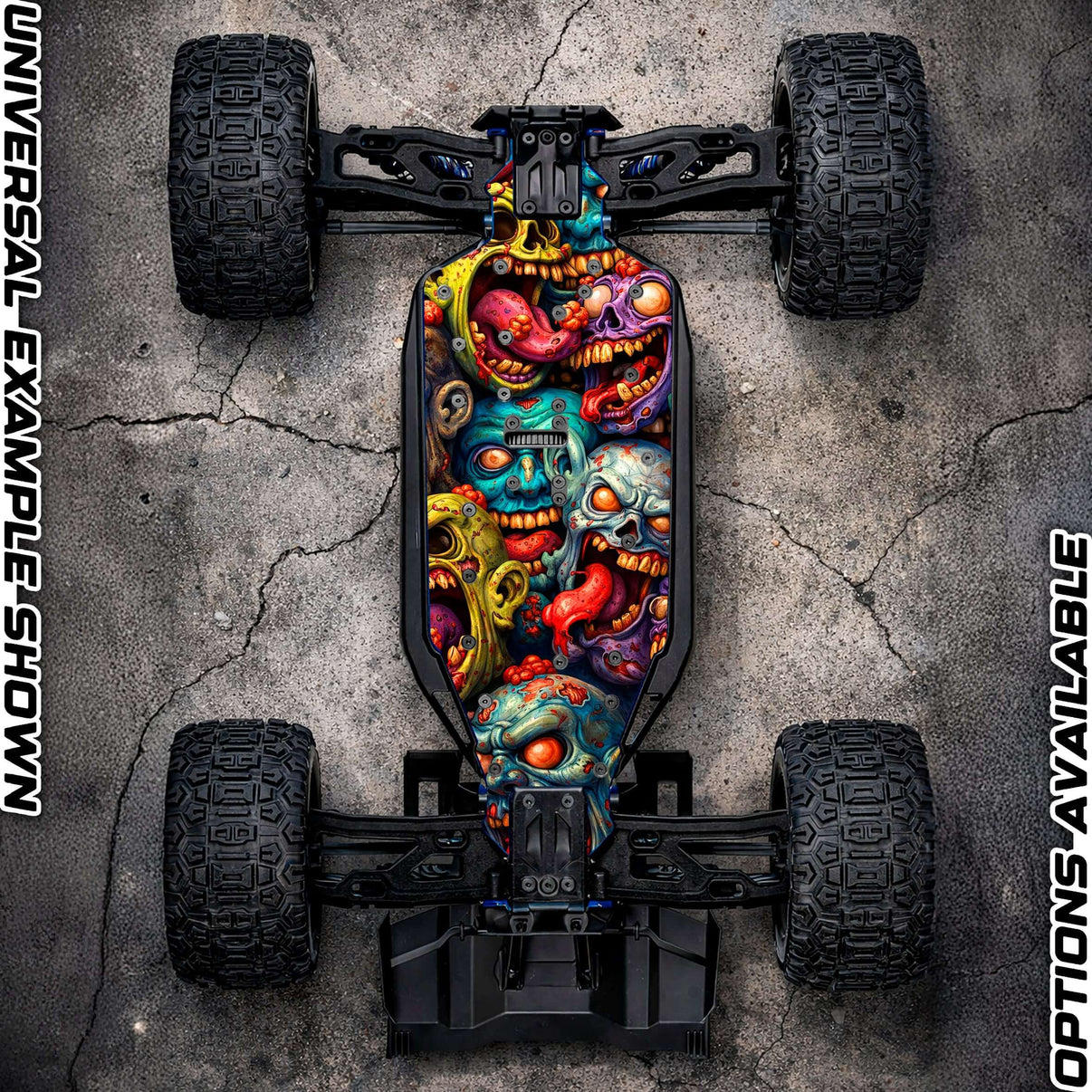 TRAXXAS SLEDGE chassis protector skin featuring vibrant zombie artwork ...