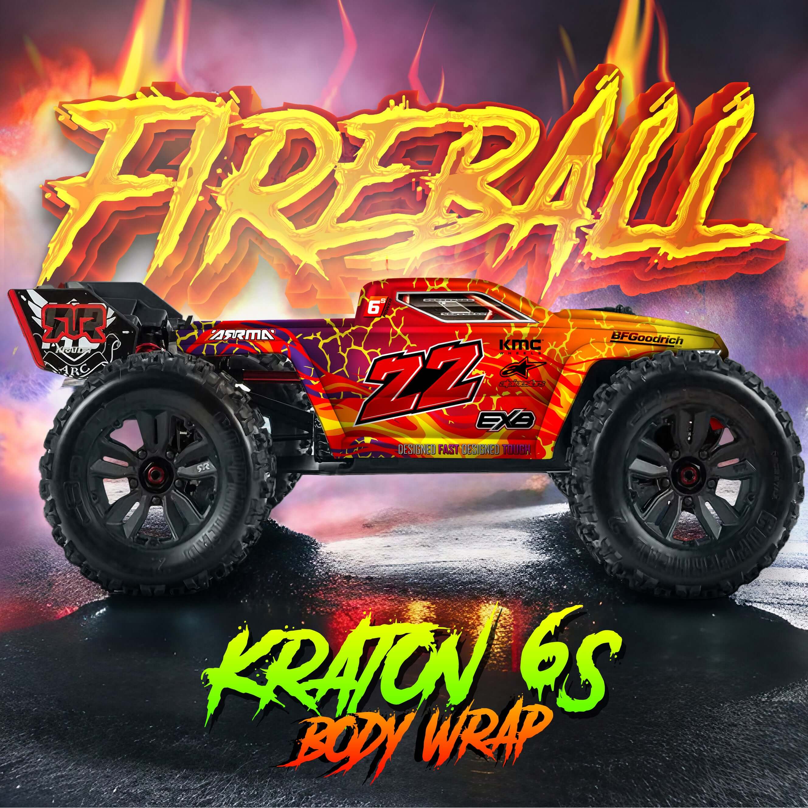KRATON 6S - BODY SKIN - "FIREBALL" WRAP – BASHER SKINZ