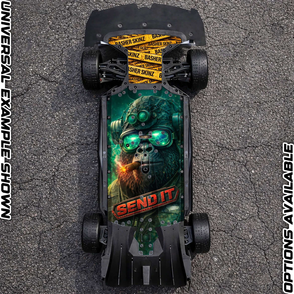 ARRMA 6S chassis protector skin featuring a bold 'SEND IT' design on a ...