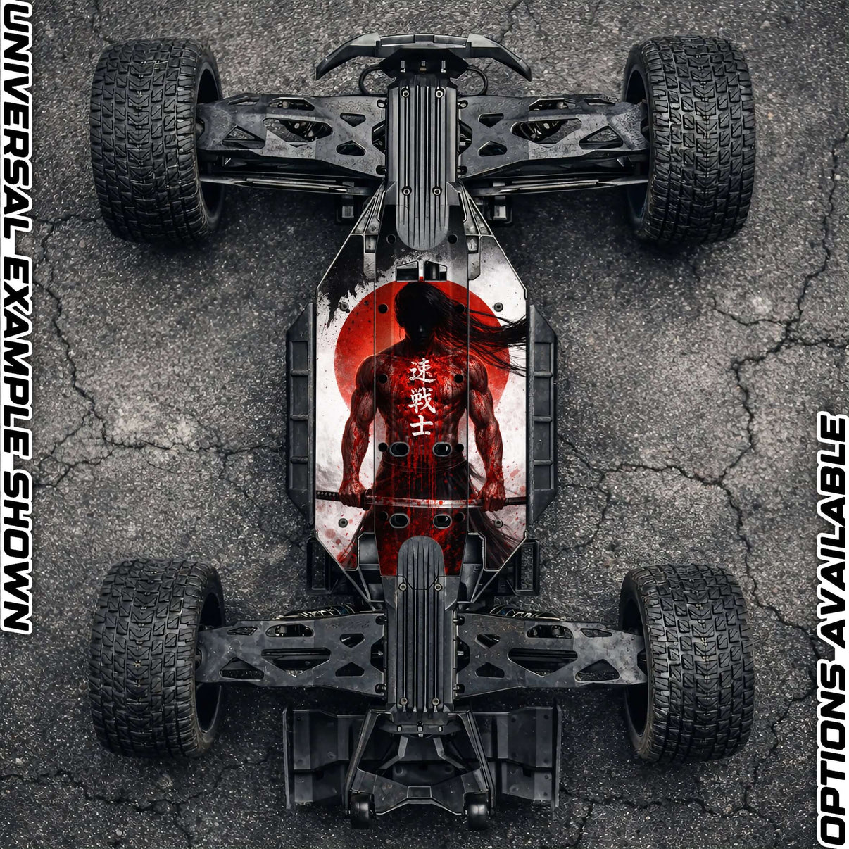 Top view of TRAXXAS XMAXX chassis protector skin featuring 'SAMURAI 2.0 ...